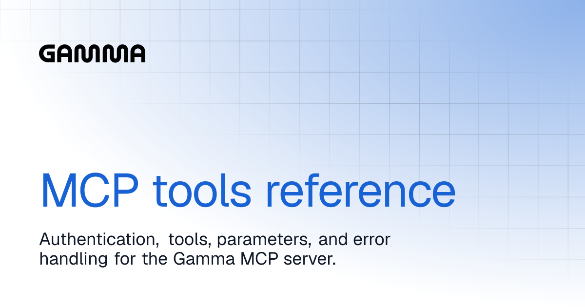 MCP tools reference | Gamma